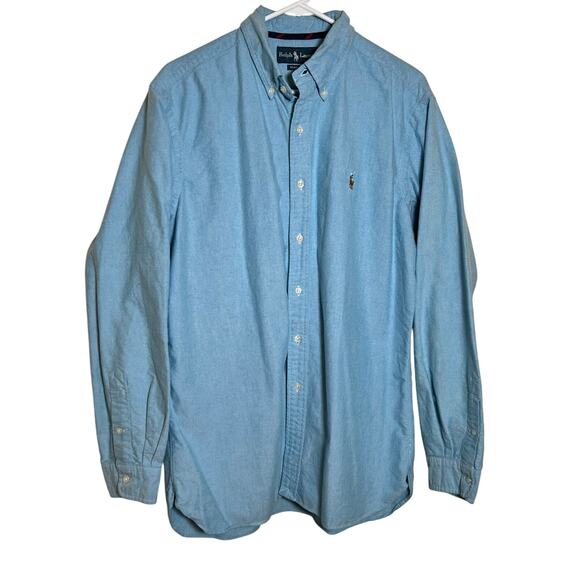 Ralph Lauren | Shirts | Ralph Lauren Chambray Long Sleeve Button Down Shirt Large Classic Denim ...